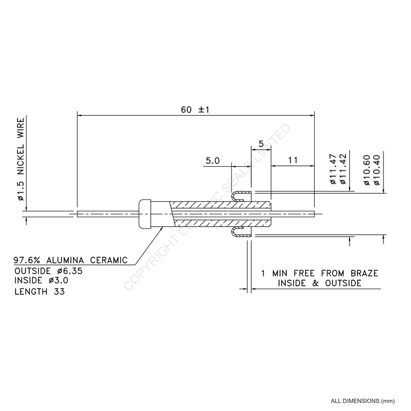 15kV Instrumentation Feedthrough – Ceramic Seals